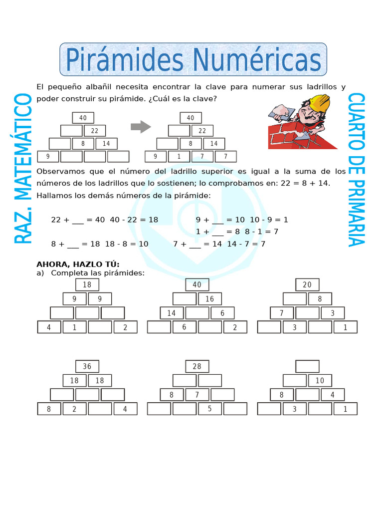 Pirámide Numérica para Cuarto de Primaria | PDF