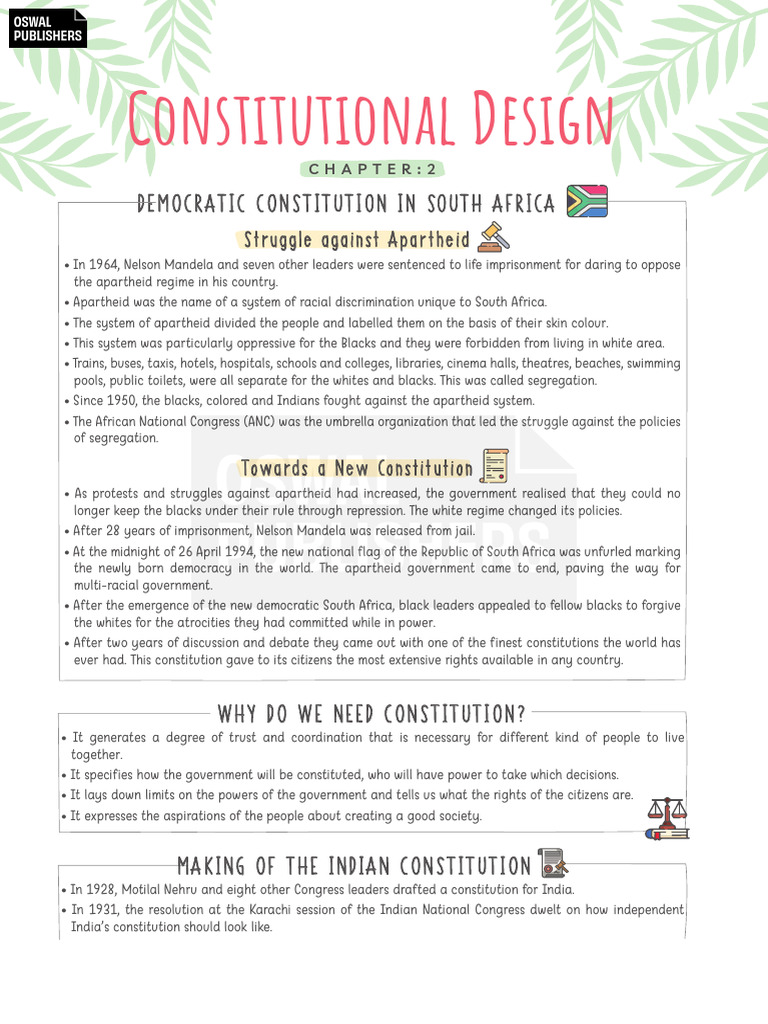 Constitution Design Best Notes | PDF | Apartheid | Politics