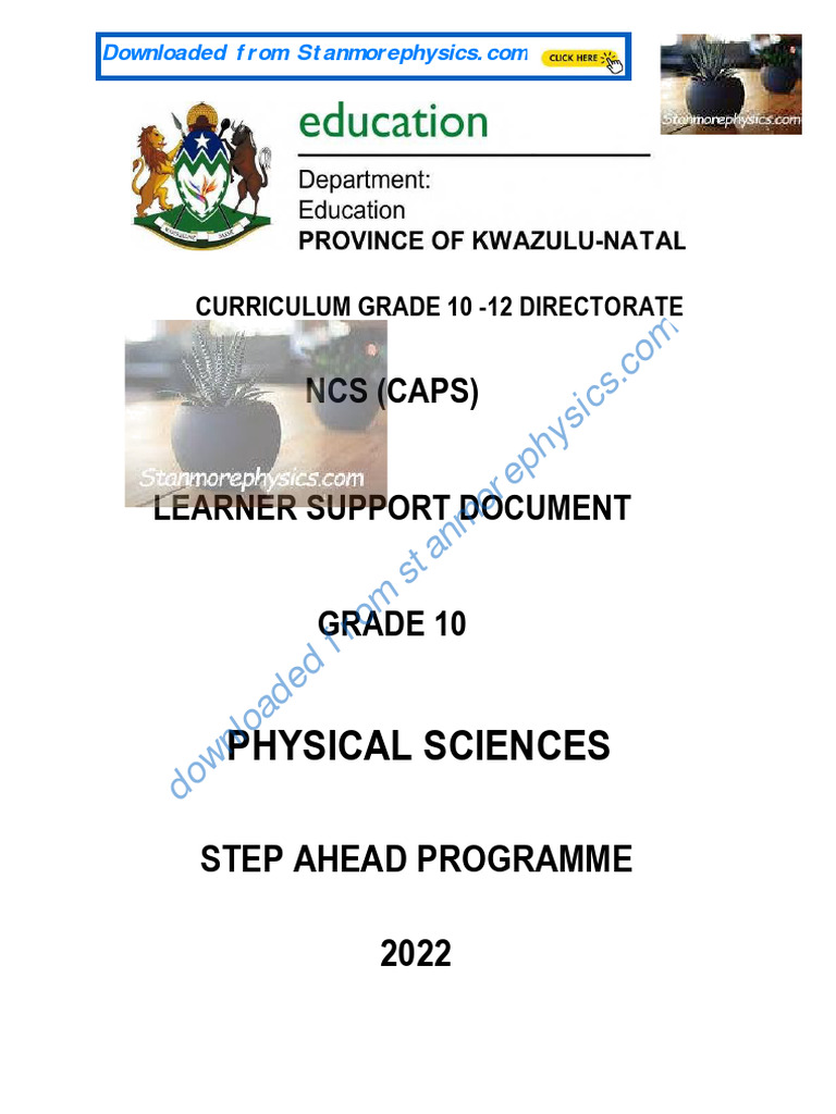 Physical Science Grade 10 Step Ahead Learner Support Document 2022 | PDF