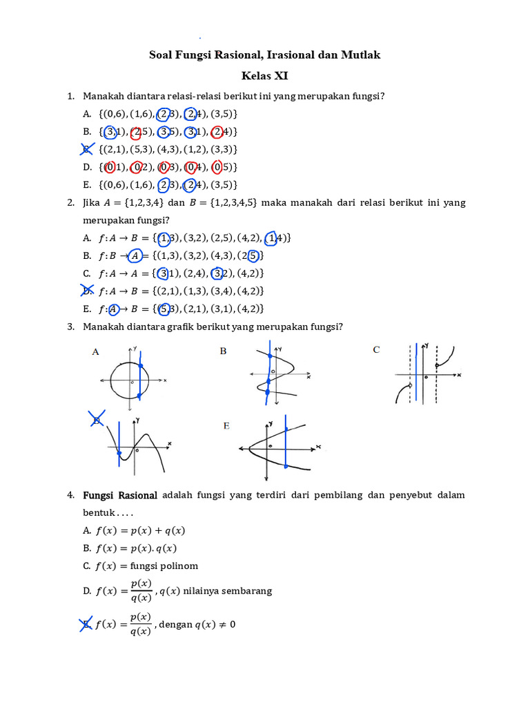 LATIHAN 1 (Fungsi Rasional, Irasional Dan Mutlak) | PDF