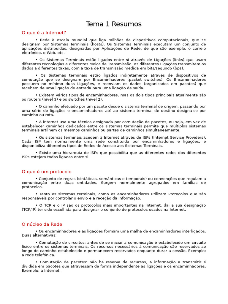 Tema 1 Resumo | PDF