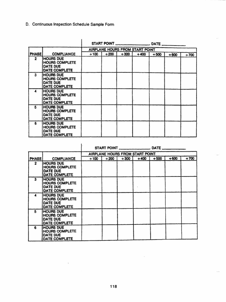 Continuous Inspection Schedule Chart Sample Form | PDF