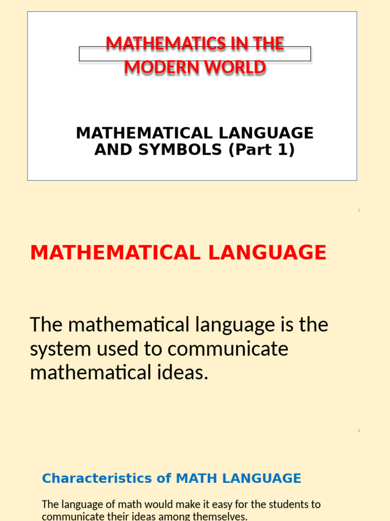 Module 2 Mathematical Language Symbols Part 1 2024 | PDF