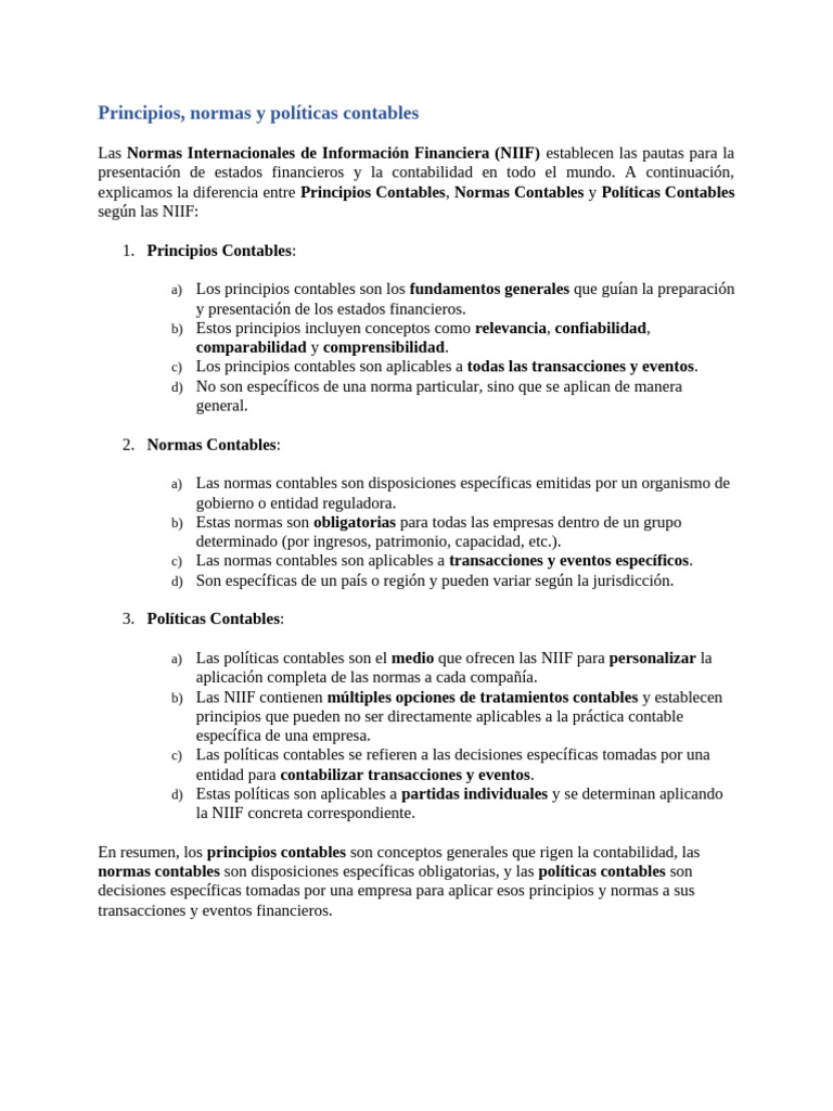 Principios Normas Politcas Contables | PDF