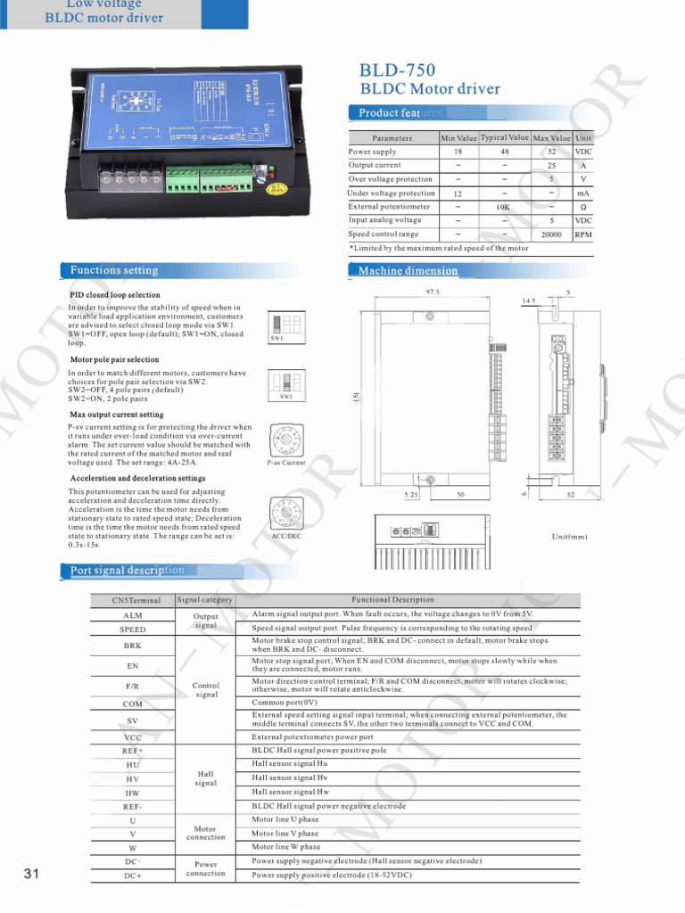 ATO BLD750 BLDC Motor Controller Specs | PDF