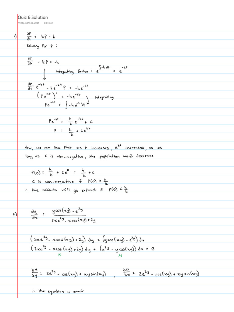Quiz 6 Solution | PDF