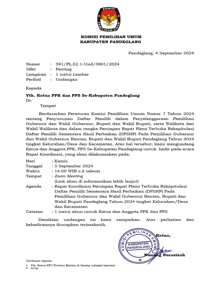 591-Und Rakor Persiapan Pleno DPSHP PPK-PPS | PDF