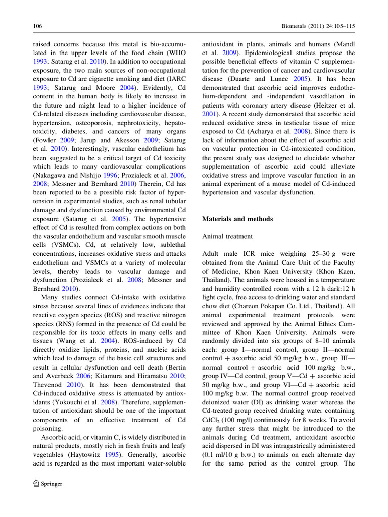 106 Biometals (2011) 24:105-115: Materials and Methods | PDF