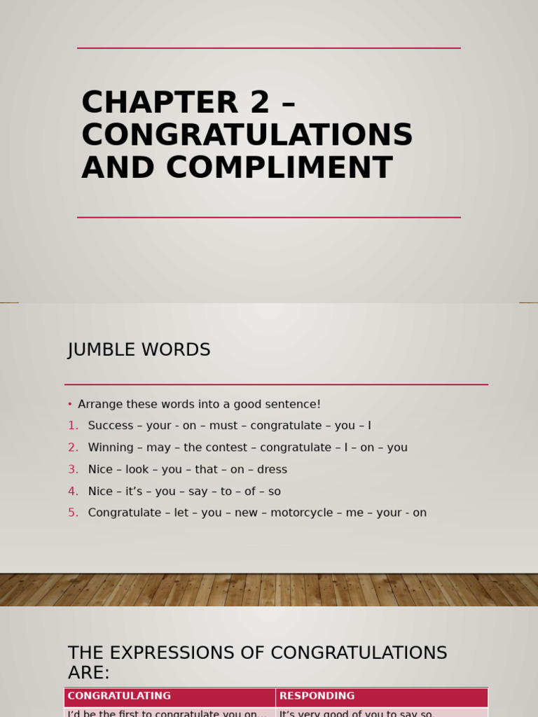 Chapter 2 - Congratulations | PDF