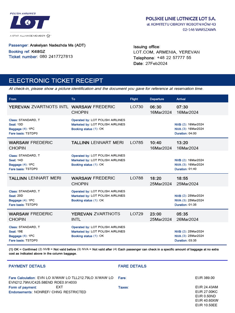 Your Electronic Ticket-EMD Receipt - 240316 - 054729 | PDF