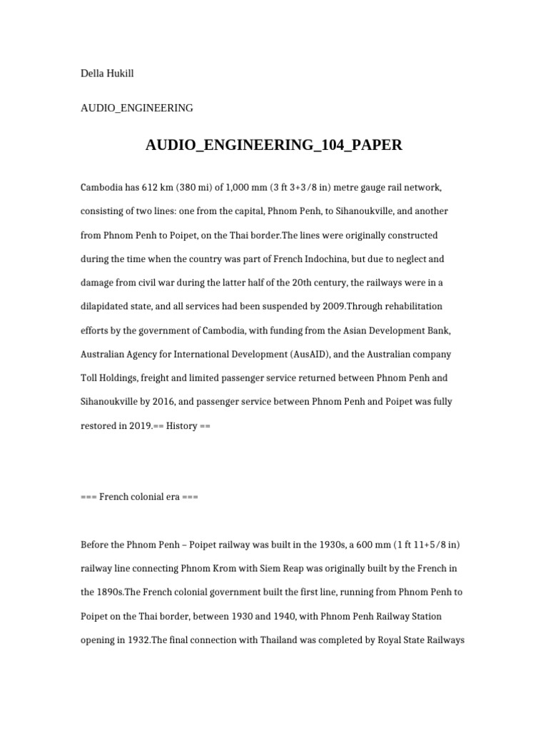 Audio Engineering 104 Paper | PDF | Cambodia | Business