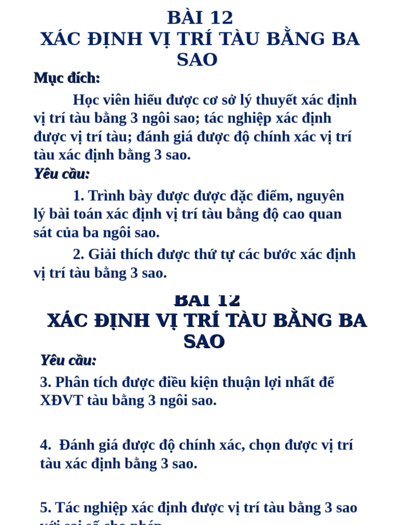 Bai 12. Xac Dinh VTT Bang 3 Sao | PDF