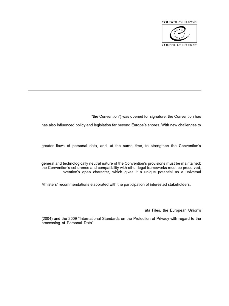 108+ Convention For The Protection of Individuals With Regard To The ...