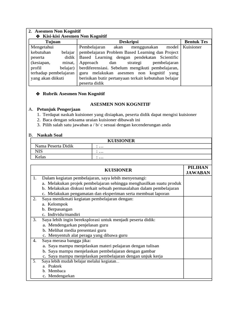 Asesmen Non Kognitif | PDF
