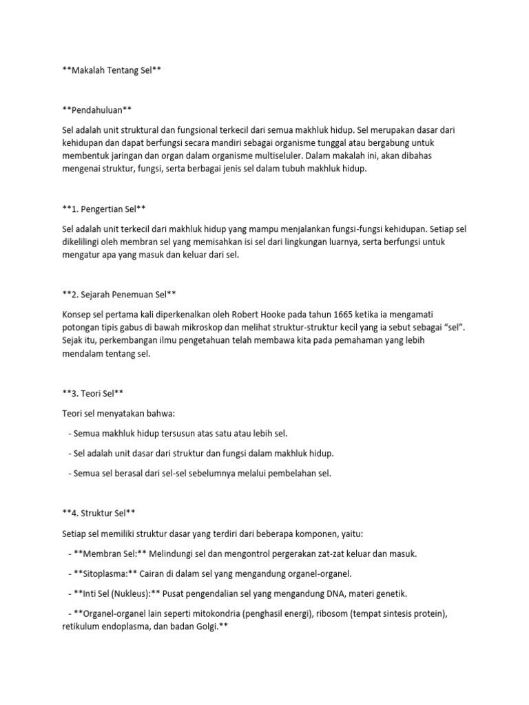 Makalah Tentang Sel | PDF