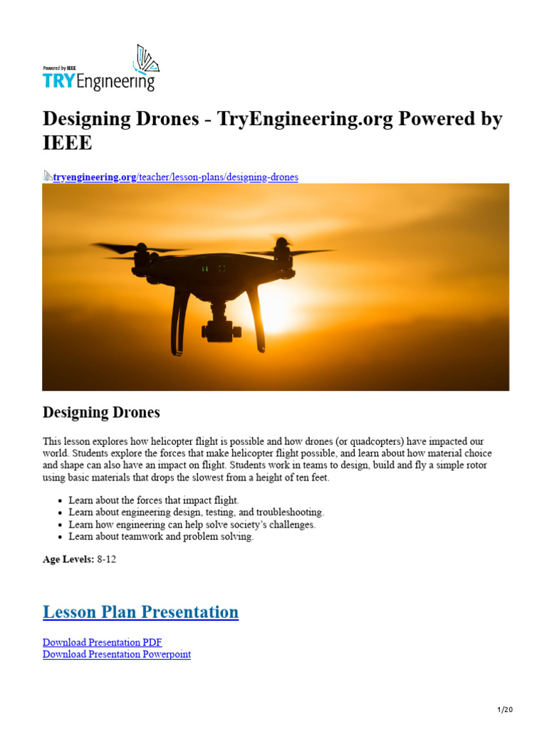 Designing Drones - TryEngineeringorg Powered by IEEE | PDF
