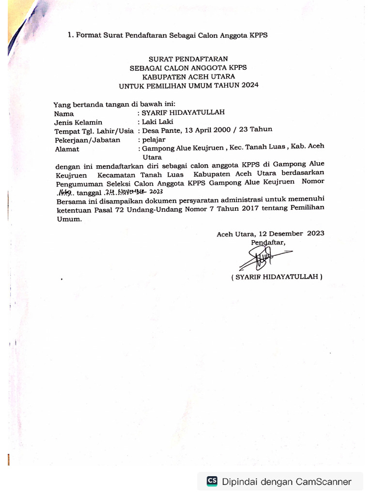 Surar Pendaftaran PDF | PDF
