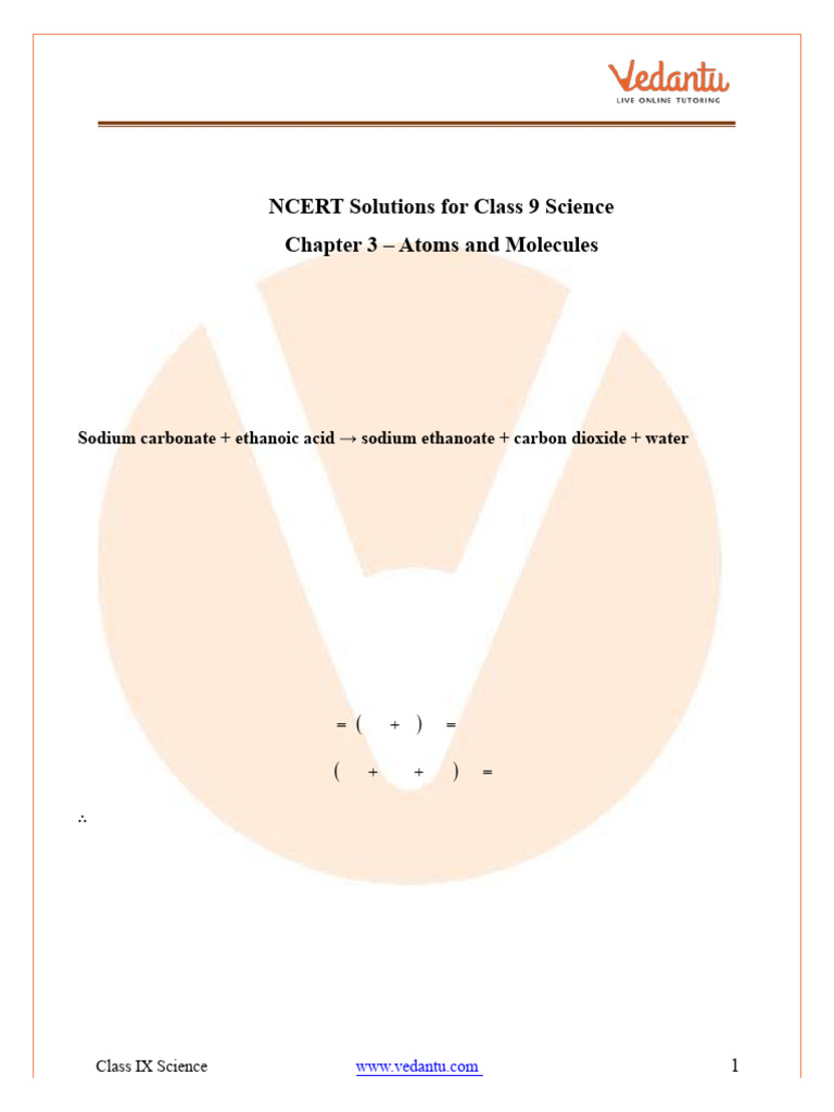 Atoms and Molecules Class 9 | PDF