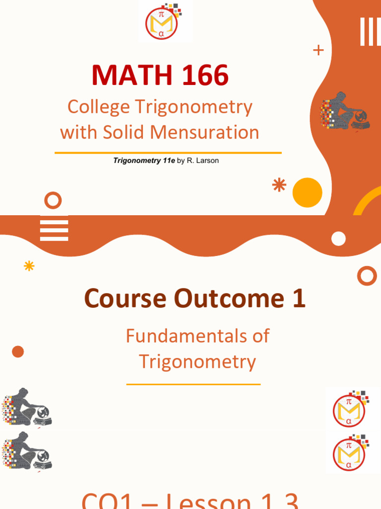 Math 166 Co1 Lesson 1 3 Trigonometric Functions Of Special Angles Pdf
