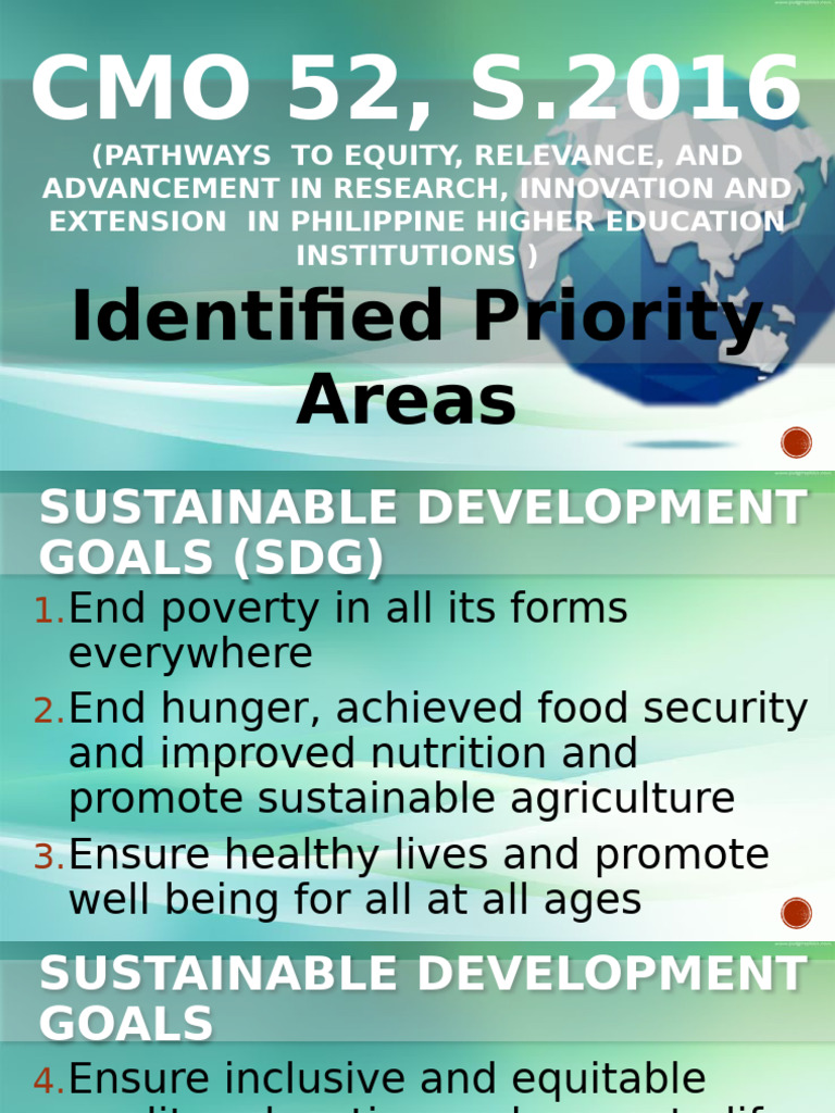Cmo 52 S.2016 Identified Priority Research Areas | PDF