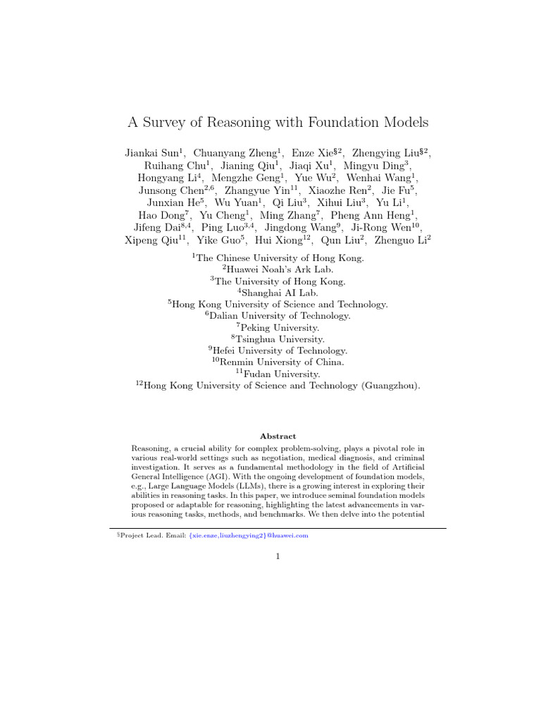 A Survey of Reasoning With Foundation Models | PDF