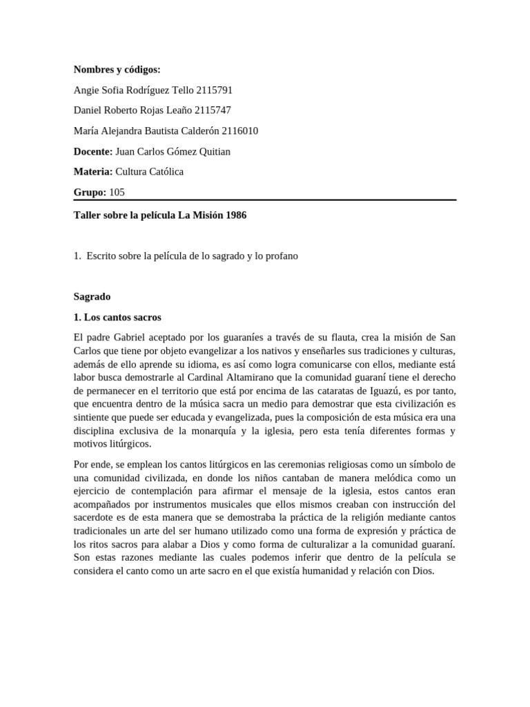 Escrito de Lo Profano y Lo Sagrado | PDF