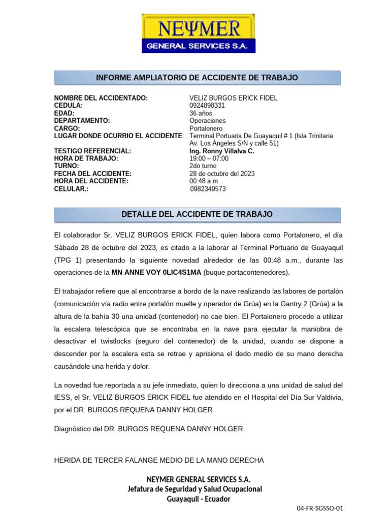 Informe Ampliatorio - Veliz Burgos Erick Fidel | PDF