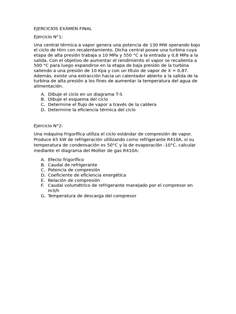 EJERCICIOS EXÁMEN FINAL | PDF