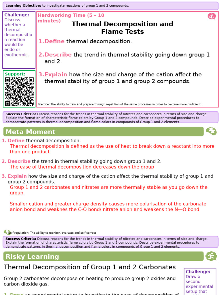 Lesson 5 - Thermal Decomposition and Flame Tests | PDF