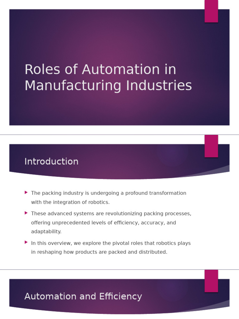 Roles of Automation in Manufacturing Industries | PDF