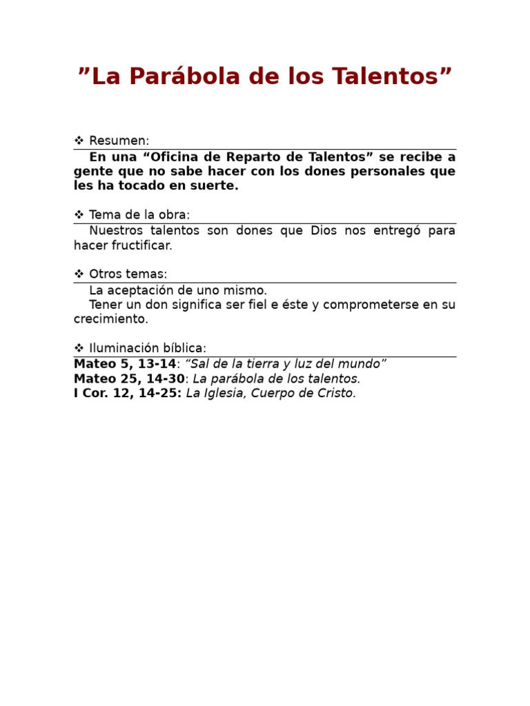 Parabola Talentos | PDF