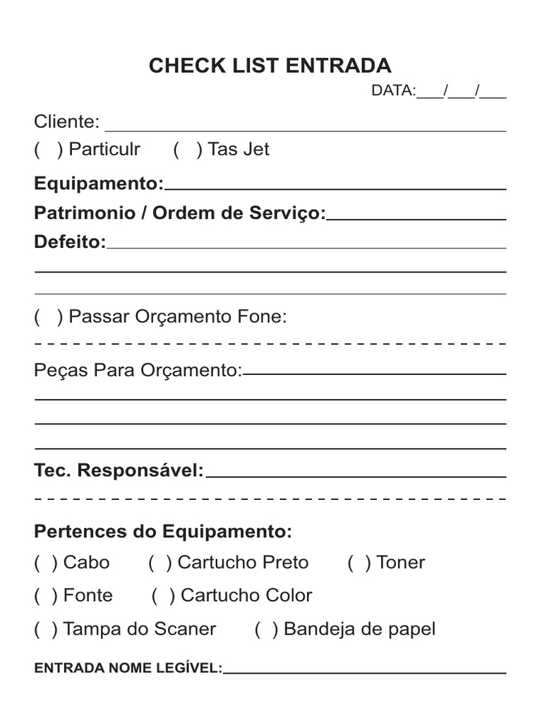 Check List de Entrada | PDF