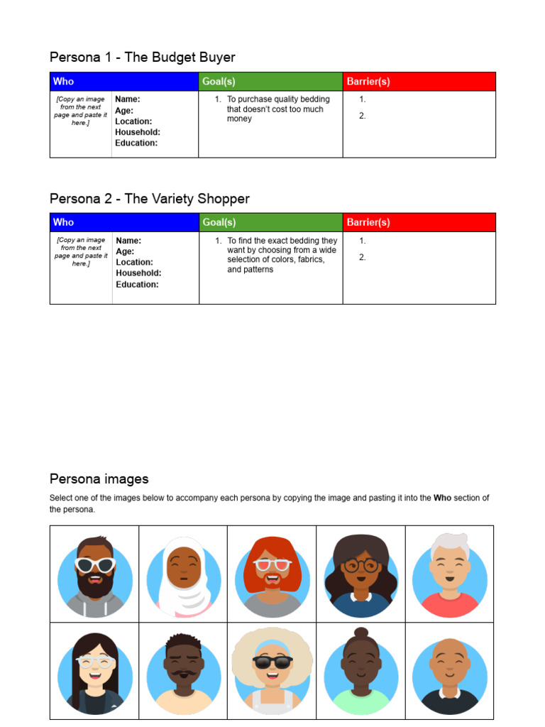 Activity Template - Customer Personas | PDF