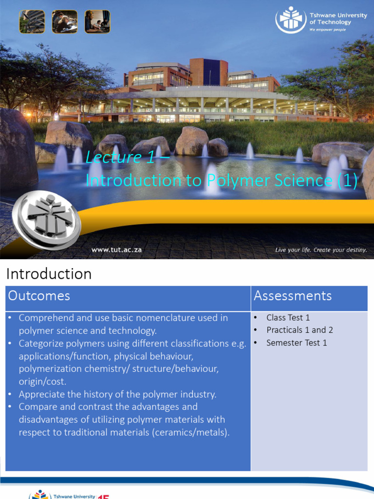 Lecture 1 - Introduction to Polymer Science (1) | PDF