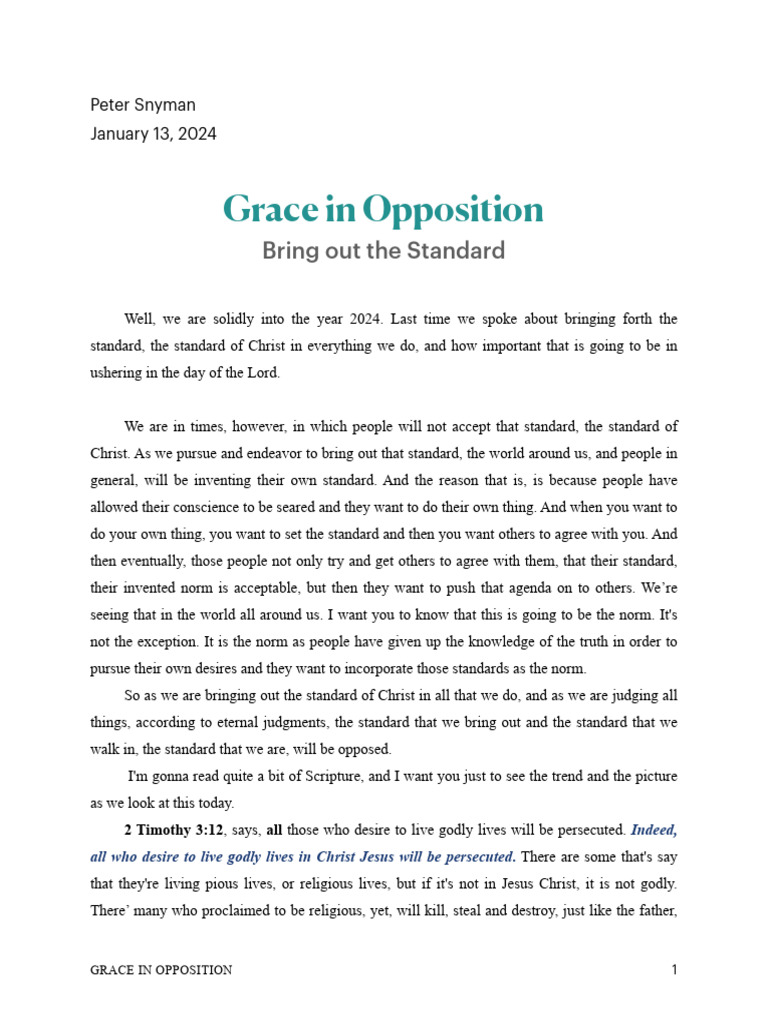 Grace in Opposition | PDF | Jesus | Christian Belief And Doctrine