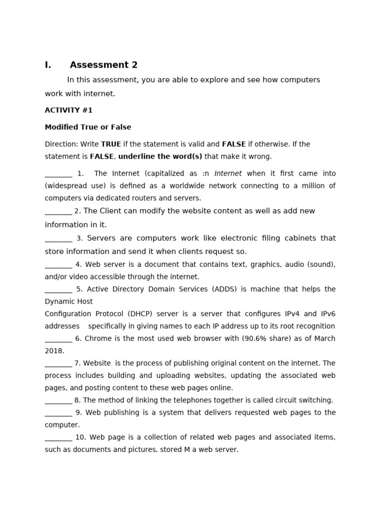 ASSESSMENT 2a | PDF | World Wide Web | Business