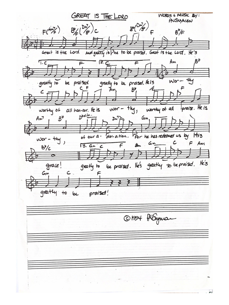GREAT IS THE LORO - Music | PDF