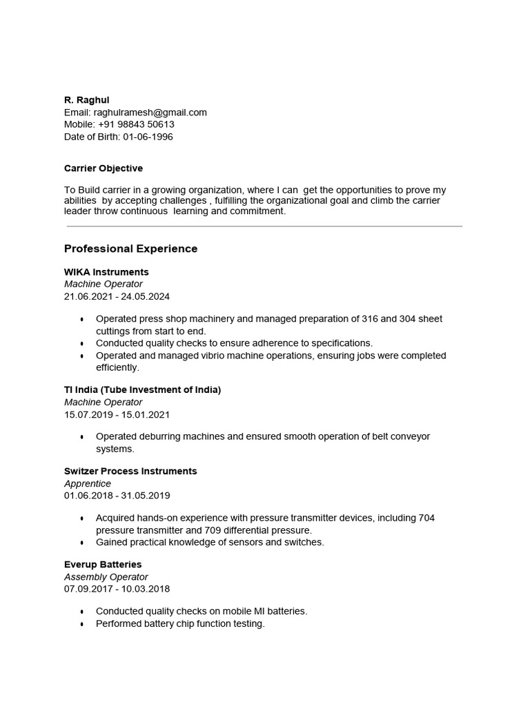 Ragul Resume PDF | PDF