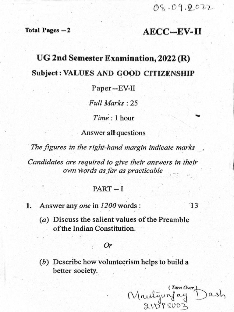 EV-II (2nd Semester-2022) | PDF