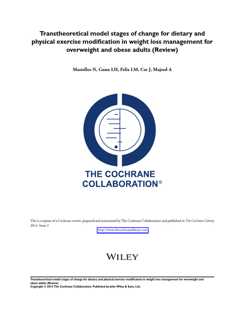 Aula 2 - Transtheoretical Model Stages of Change For Dietary and ...