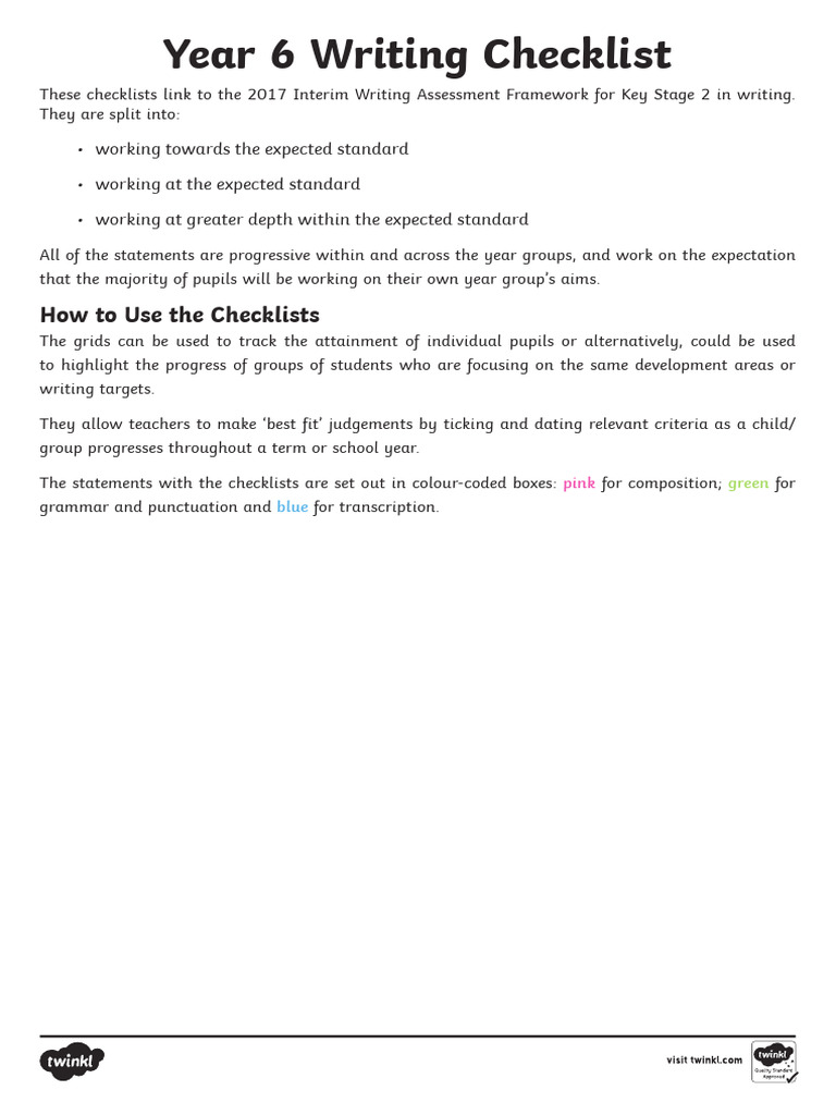 year-6-writing-checklist-a4 | PDF