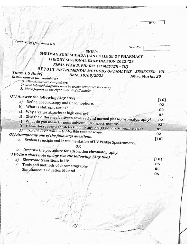Sessional QP 7th Sem Final Year | PDF