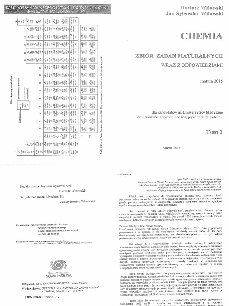 Witowski D, Witowski J - Chemia 2. Zbiór Zadań Maturalnych Wraz Z ...