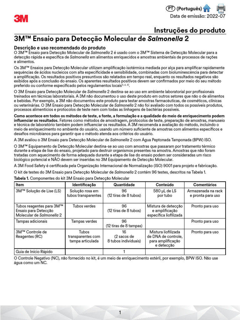 Mda 2 Salmonella Product Instructions | PDF