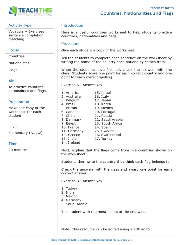 Countries Nationalities and Flags | PDF