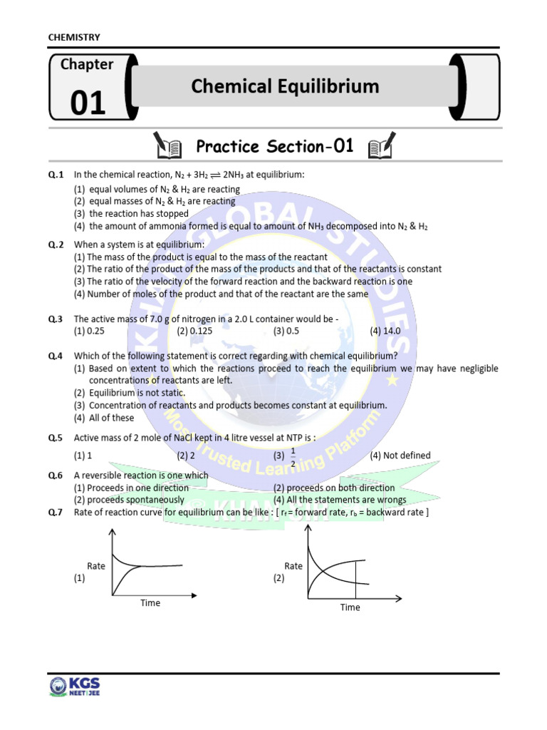Chemical Equilibrium Concepts and MCQs | PDF | Chemical Equilibrium | Chemical Reactions