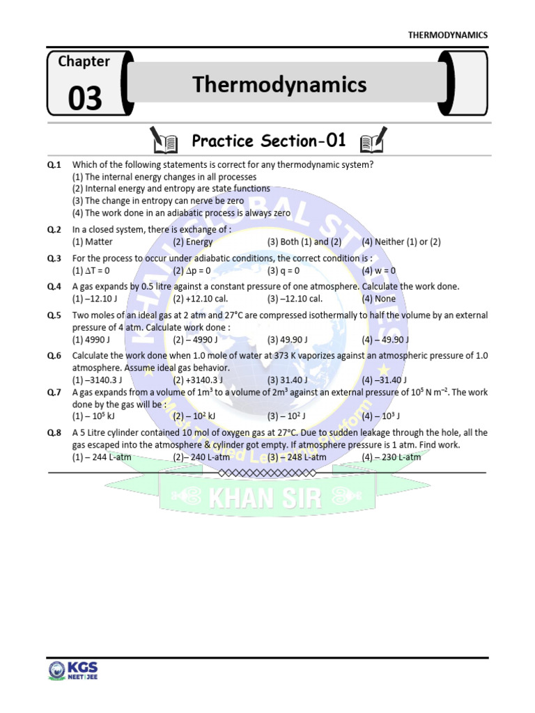 Thermodynamics (Practice Section)_7408580355 | PDF