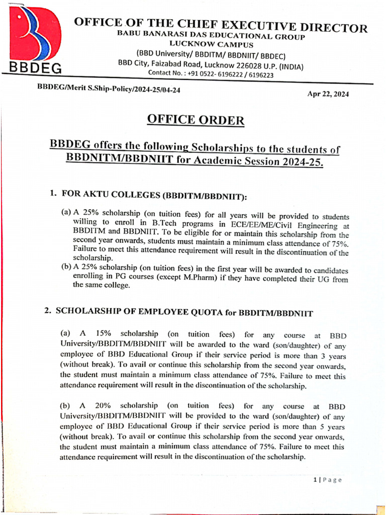 Bbdnitm-Bbdniit Merit S.ship 2024-25 | PDF