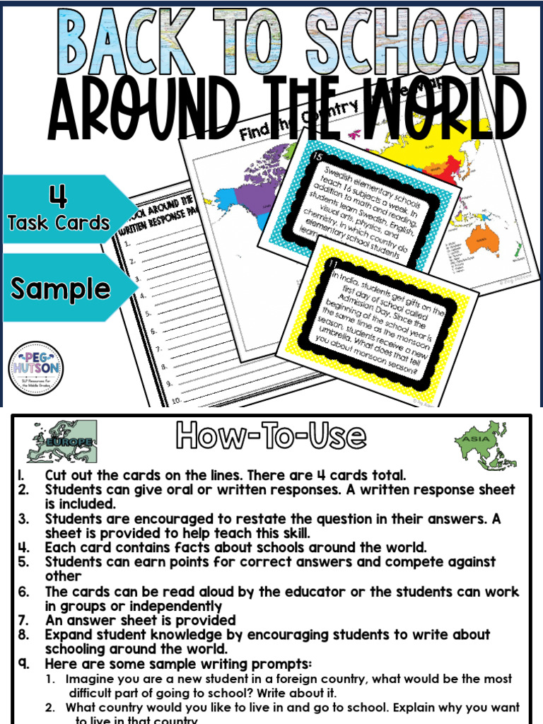 Back To School Around The World Task Cards | PDF | Digital Millennium ...
