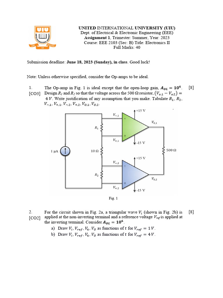 232 EEE 2103 B Assignment 1 | PDF